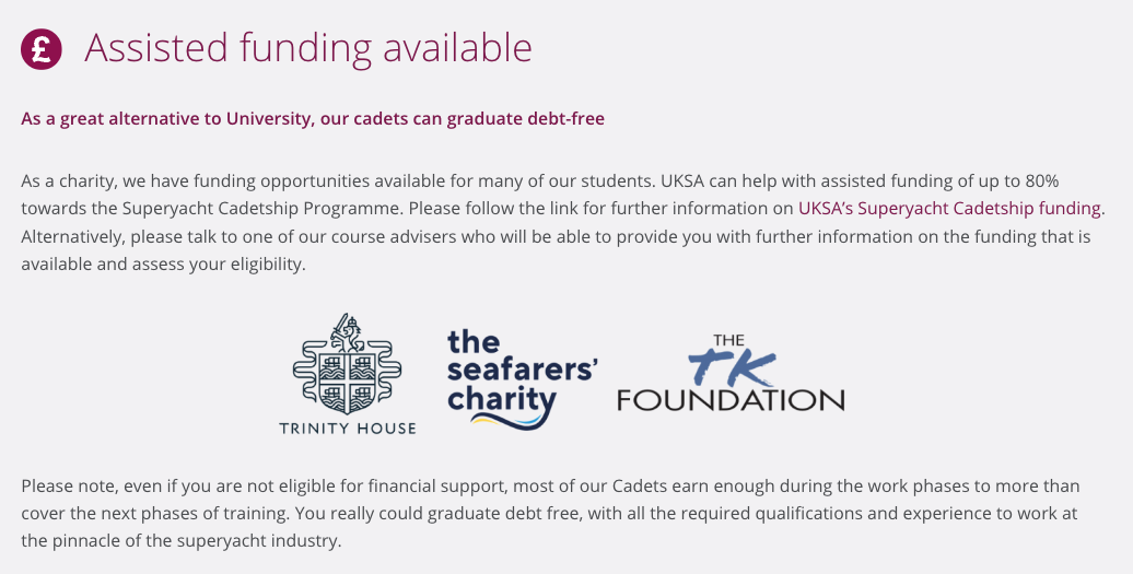 UKSA Superyacht Cadetship Course